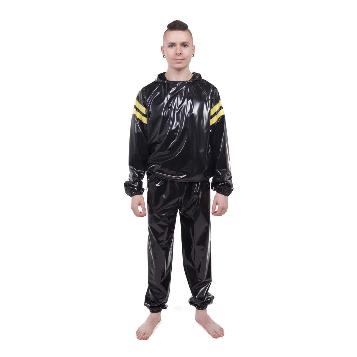 Striped Vinyl Tracksuit, Black/Yellow PVC | REGULATION